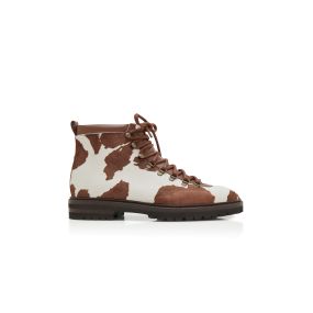 CALAURIO | Men's Brown and White Calf Hair Lace Up Boots CALAURIO | Men's Brown and White Calf Hair Lace Up Boots