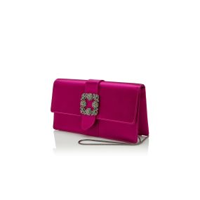CAPRI | Dark Fuchsia Satin Jewel Buckle Clutch | Manolo Blahnik CAPRI | Dark Fuchsia Satin Jewel Buckle Clutch | Manolo Blahnik